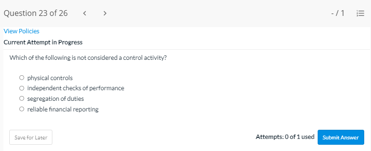 Solved Question 23 of 26 -/15 View Policies Current Attempt | Chegg.com