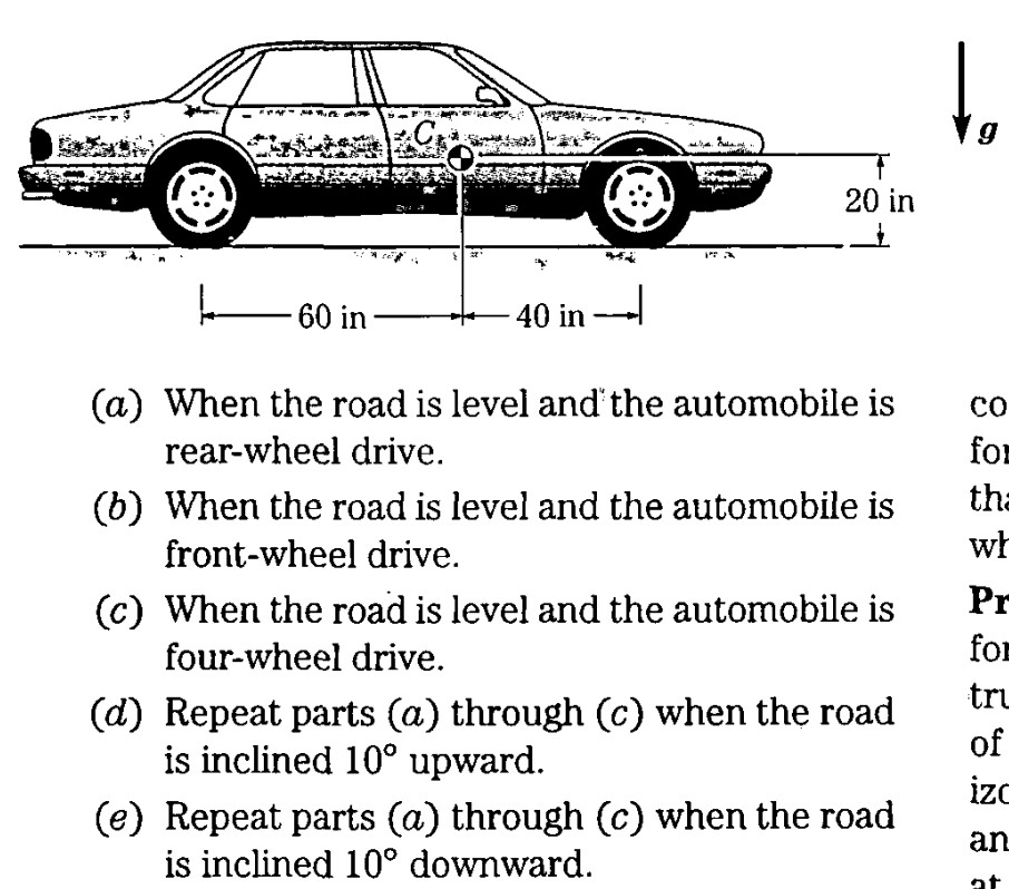 Solved Problem 6-32: The automobile in Figure P6-32 weighs | Chegg.com Solved Problem 6-32: The automobile in Figure P6-32 weighs | Chegg.com
