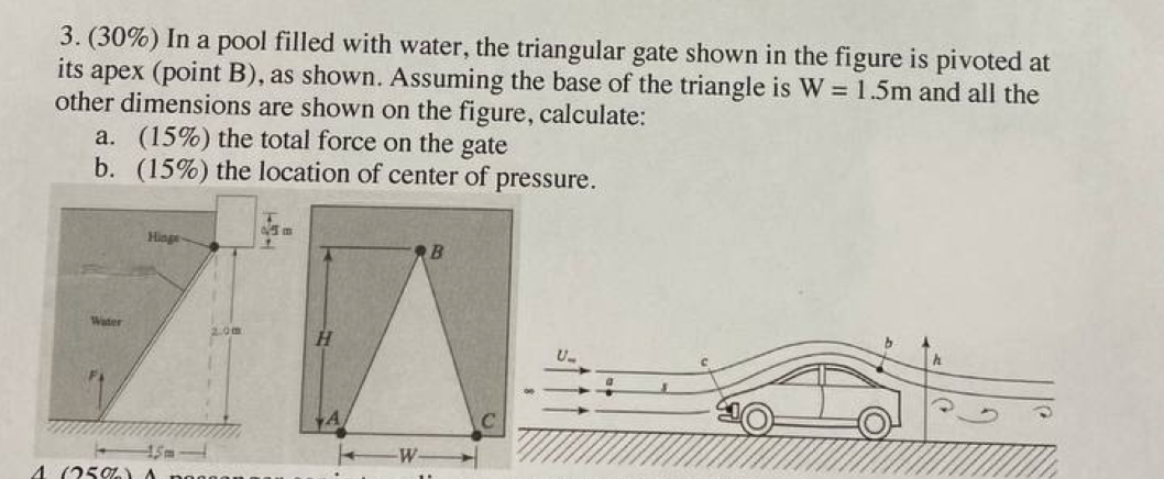 Solved 3. (30\%) In a pool filled with water, the triangular | Chegg.com