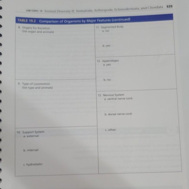 Solved 524 LAB TOPIc 19 Animal Diversity II: Nematoda, | Chegg.com