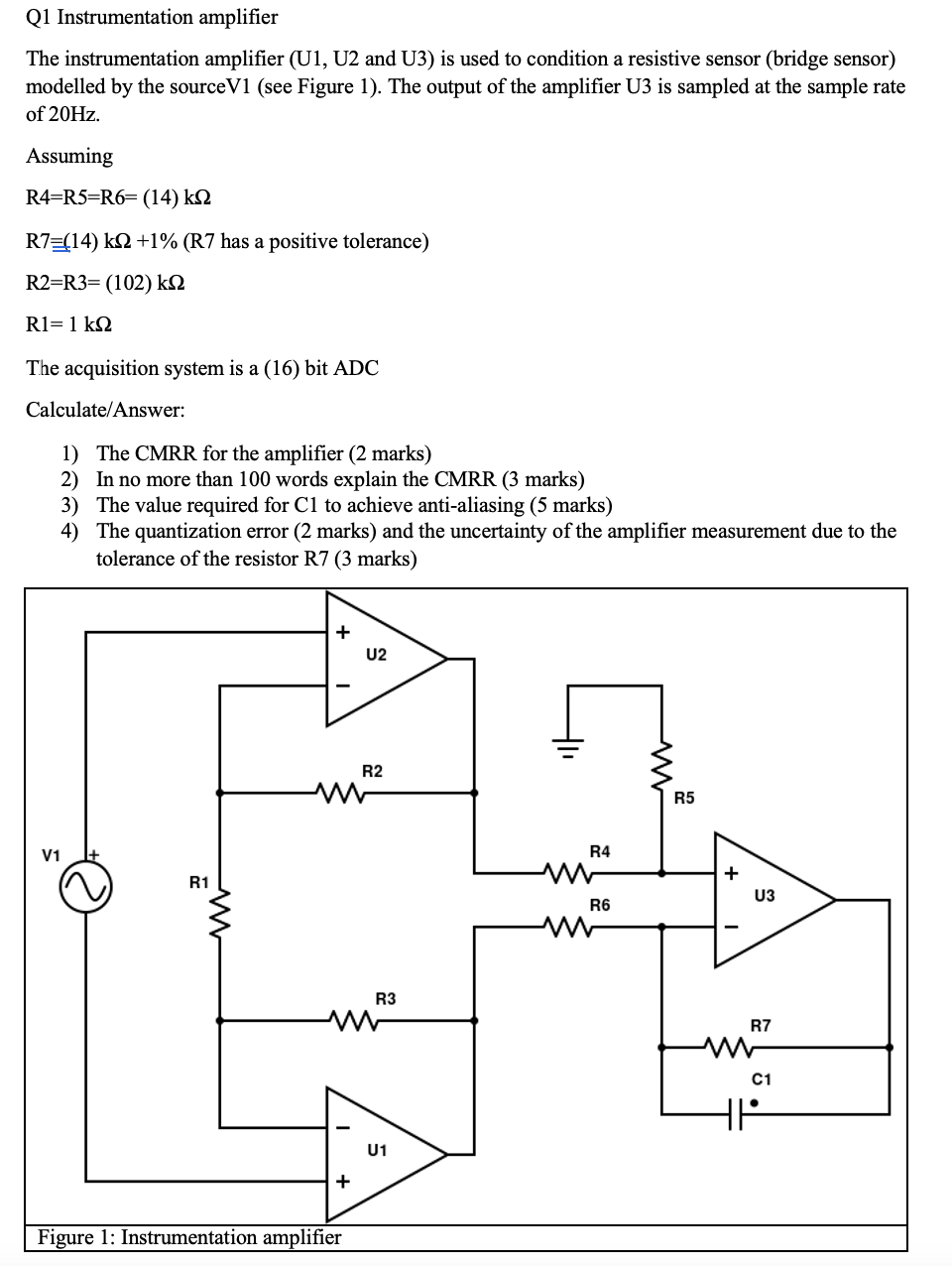 Q1 Instrumentation amplifier The instrumentation | Chegg.com