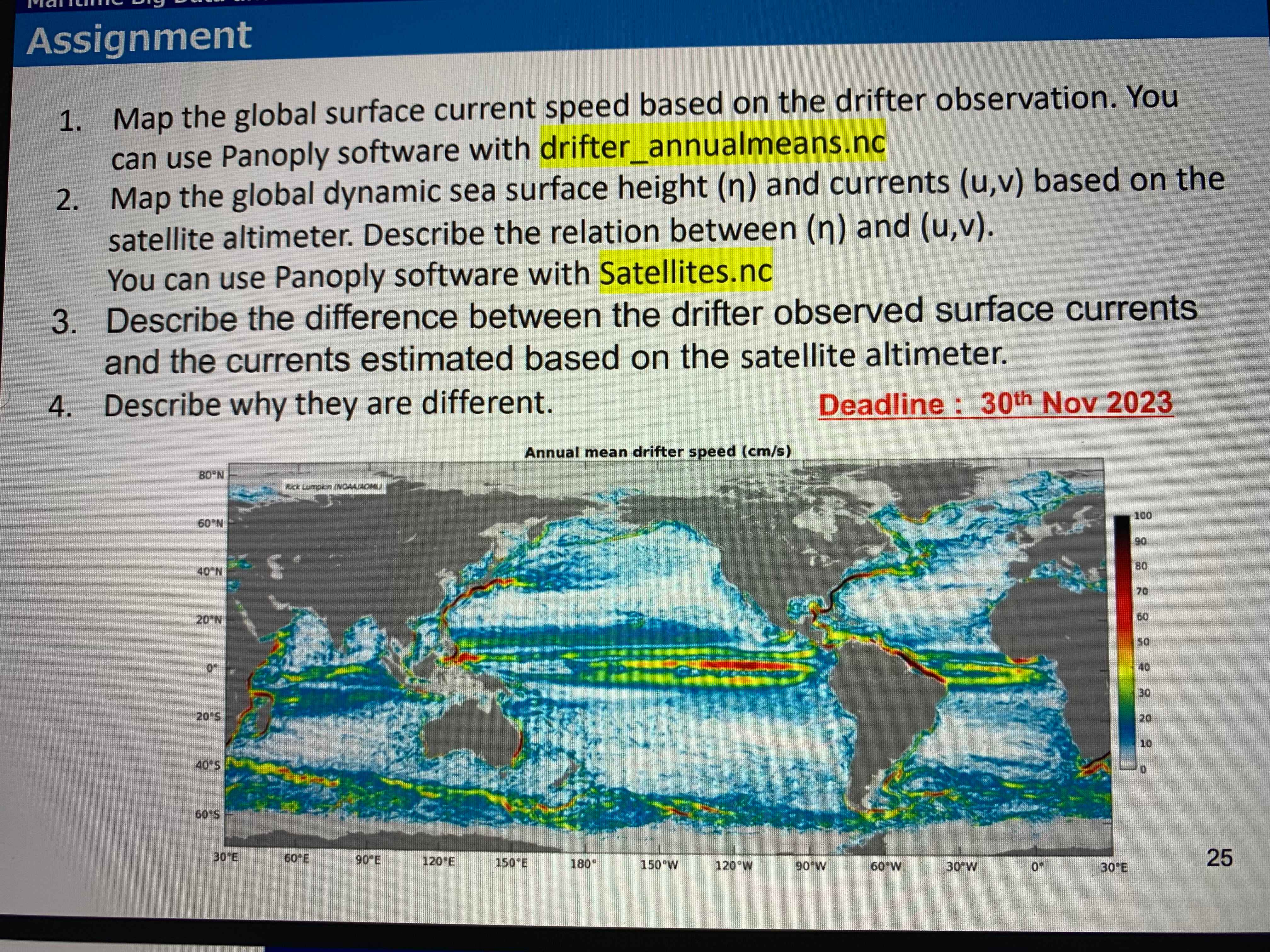Solved 1. Map the global surface current speed based on the | Chegg.com