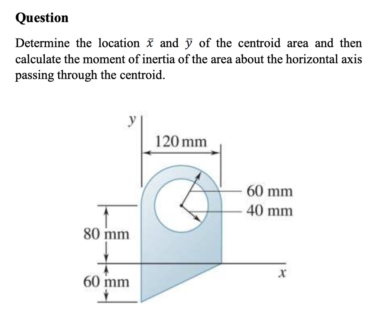 Solved Determine the location xˉ and yˉ of the centroid area | Chegg.com