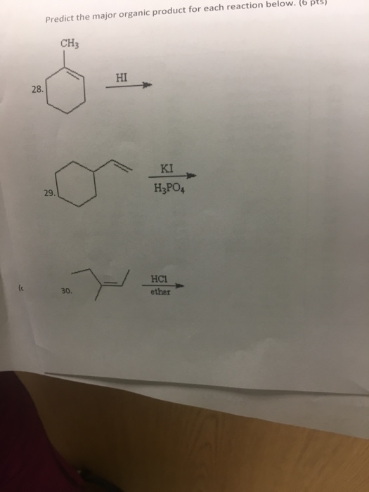 Solved Predict the major organic product for each reaction | Chegg.com