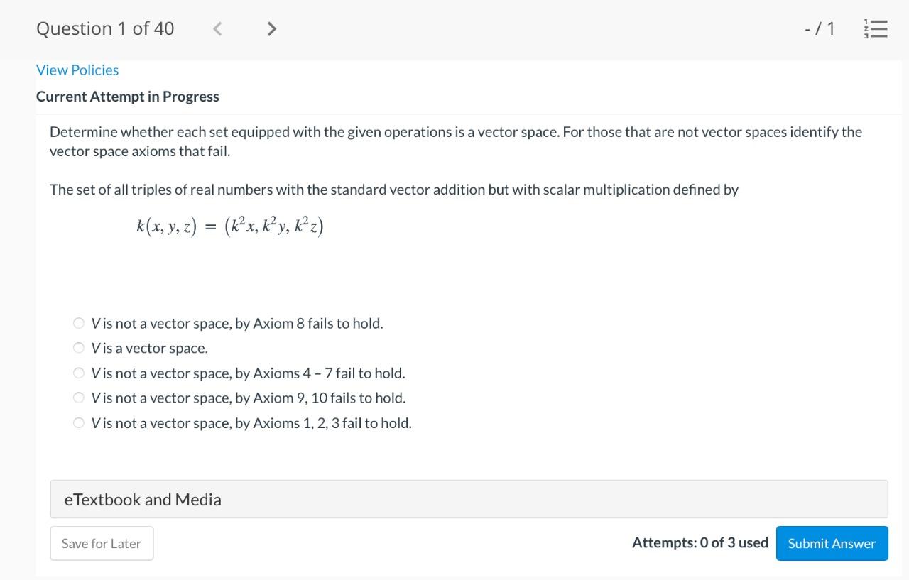 Solved Question 1 of 40 - / 1 III View Policies Current | Chegg.com