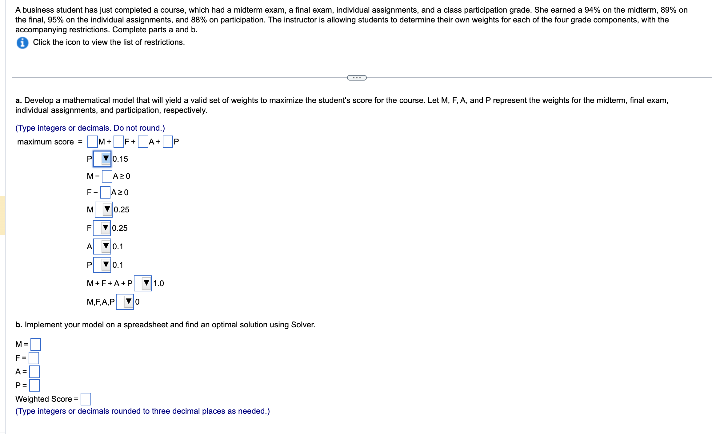 Solved A business student has just completed a course, which | Chegg.com