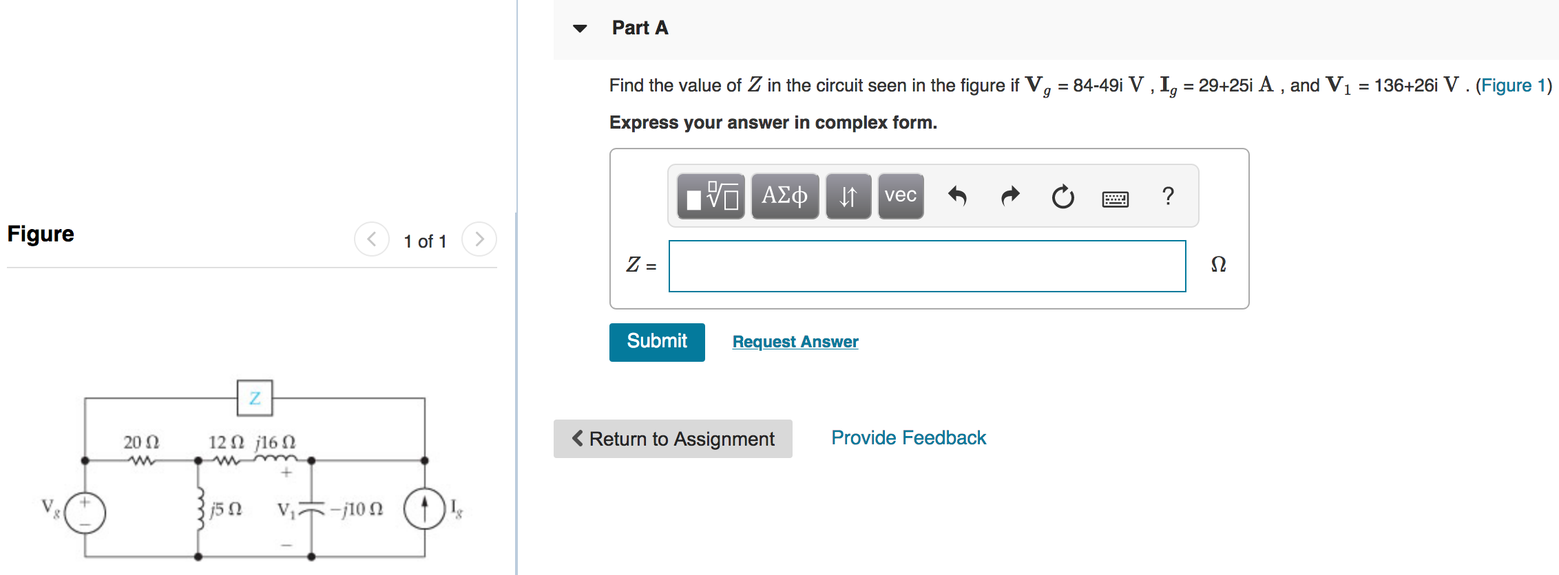 Solved Part A Find the value of Z in the circuit seen in the | Chegg.com