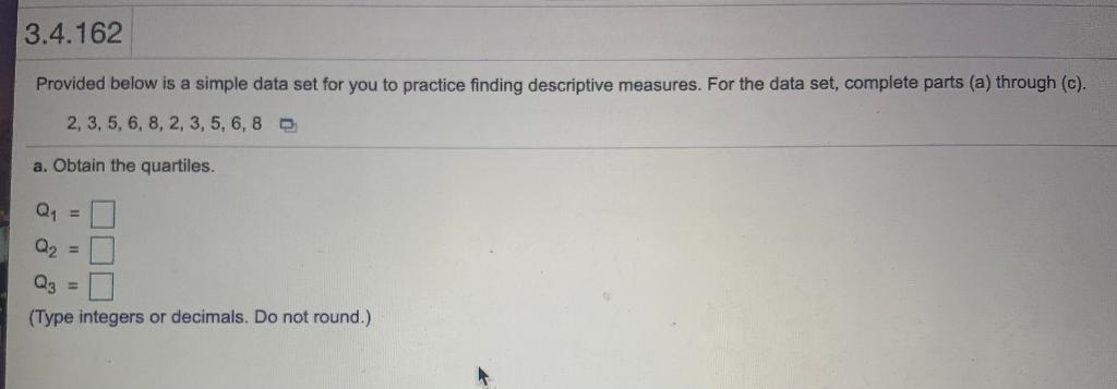 Solved 3.4.162 Provided below is a simple data set for you | Chegg.com