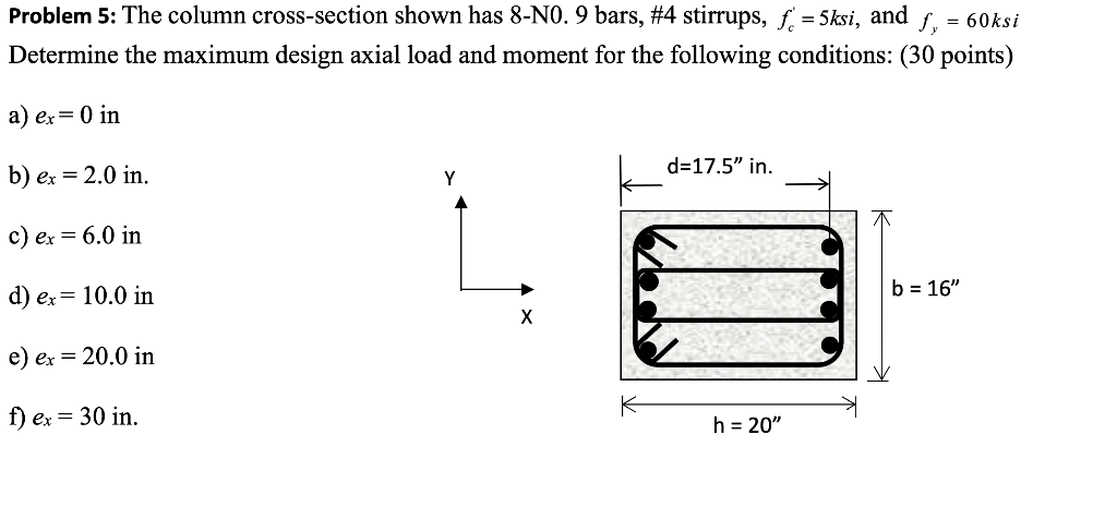 Solved Problem 5: The column cross-section shown has 8-N0.9 | Chegg.com