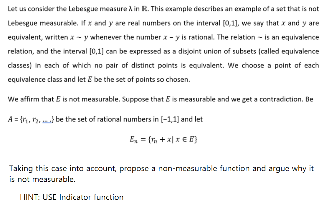 Solved Let us consider the Lebesgue measure λ in R. This | Chegg.com