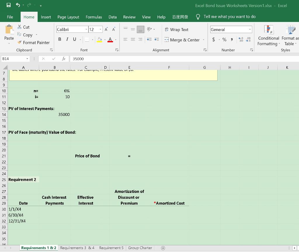 Solved H. Excel Bond Issue Worksheets Version 1.xlsx - Excel | Chegg.com