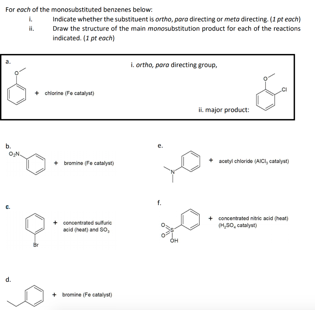 Solved For each of the monosubstituted benzenes below: i. | Chegg.com