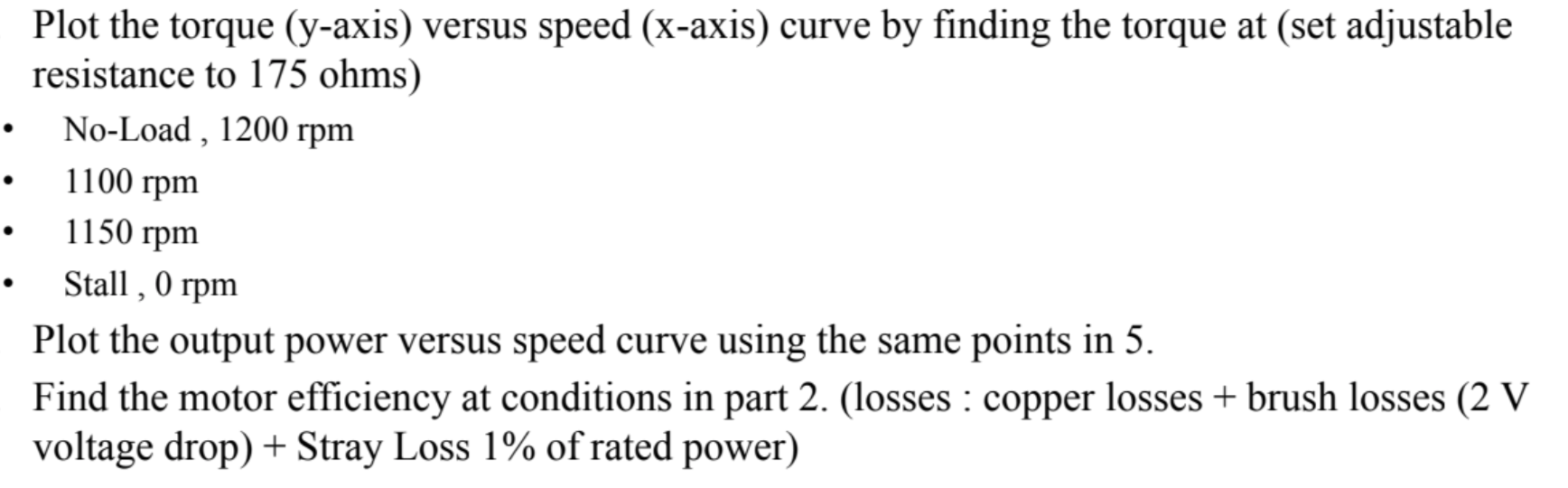 Plot the torque (y-axis) versus speed (x-axis) curve | Chegg.com