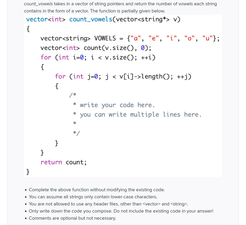 Solved Complete the above function without modifying the | Chegg.com