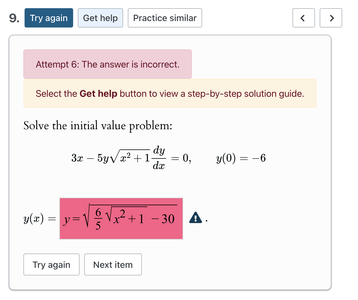 Solved Attempt 6: The answer is incorrect.Select the Get | Chegg.com