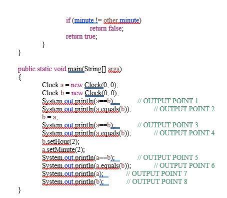 Solved Given the Clock class defined below, write down the | Chegg.com