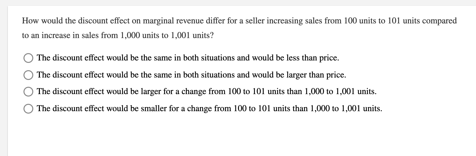 Solved How would the discount effect on marginal revenue | Chegg.com