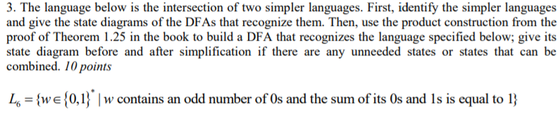 Solved The language below is the intersection of two simpler | Chegg.com