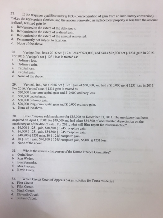 Solved 27. If the taxpayer $1033 qualifies under | Chegg.com