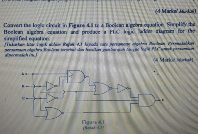 Solved (4 Marks/ Martah) Convert the logic circuit in Figure | Chegg.com