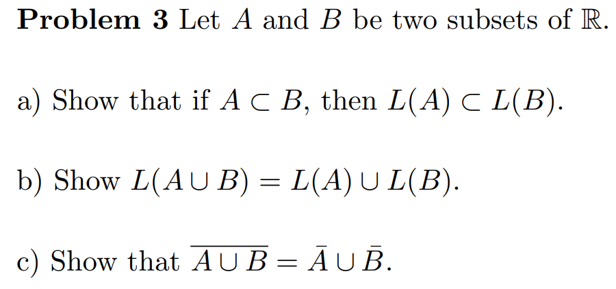 Solved Please prove the following. L(A) = Set of Limit | Chegg.com