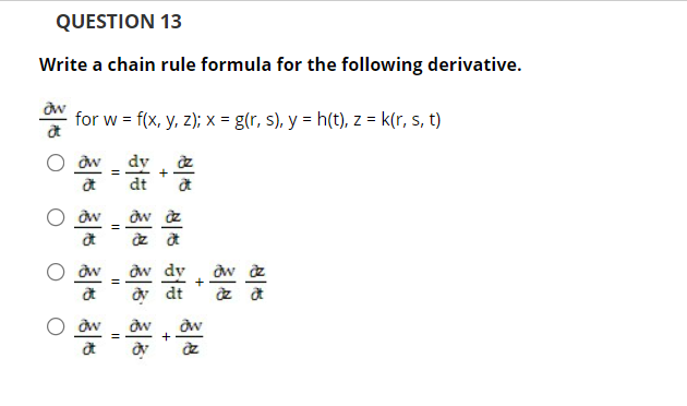 Solved Write a chain rule formula for the following | Chegg.com