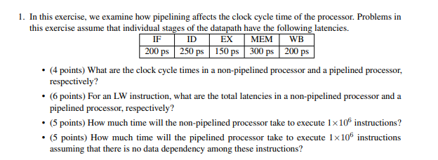 Solved IF WB 1. In this exercise, we examine how pipelining | Chegg.com