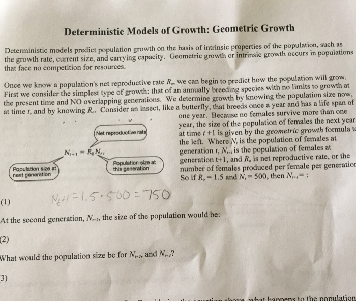 Solved Deterministic models predict population growth on the | Chegg.com