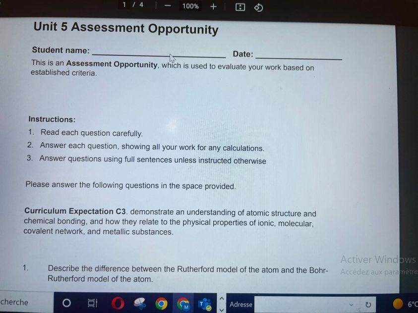 Solved Student name: Date: This is an Assessment | Chegg.com