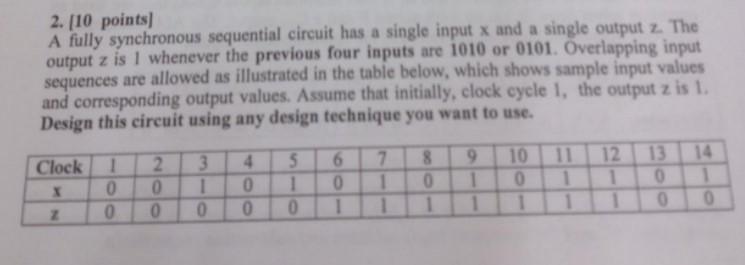 Solved 2. [10 points) A fully synchronous sequential circuit | Chegg.com