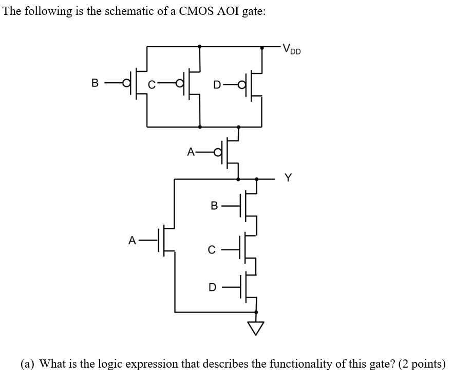 Solved The following is the schematic of a CMOS AOI gate: | Chegg.com