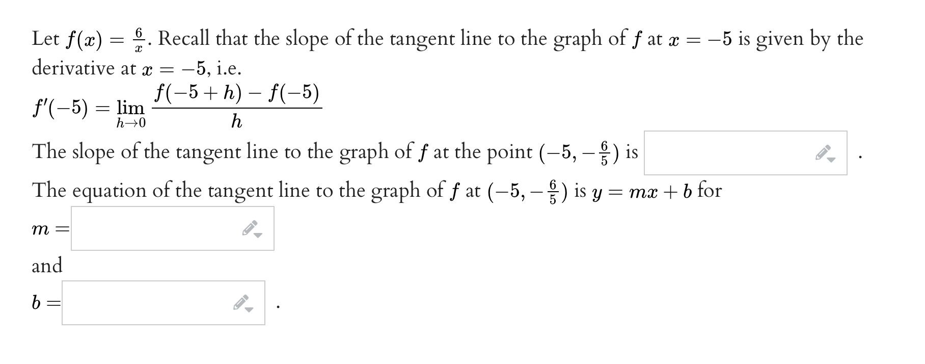 Solved Ler F X 6 X Recall That The Slope Of The Tangent