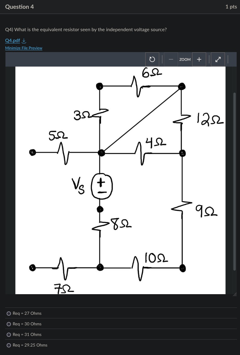 Solved Question 41 ﻿ptsQ4) ﻿What is the equivalent resistor | Chegg.com