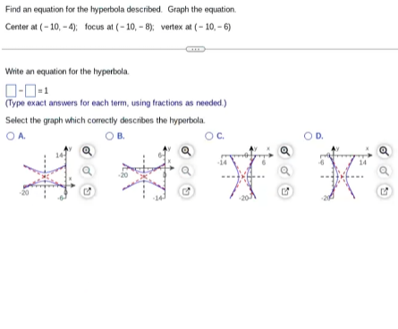 Solved Find an equation for the hyperbola described. Graph | Chegg.com