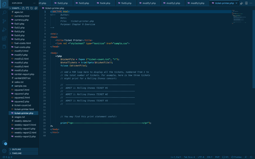 Solved Your chapter 09 folder contains ticker-printer.html, | Chegg.com