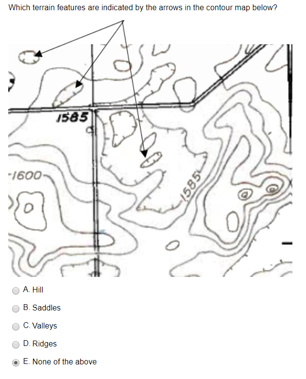 Solved Which terrain features are indicated by the arrows in | Chegg.com