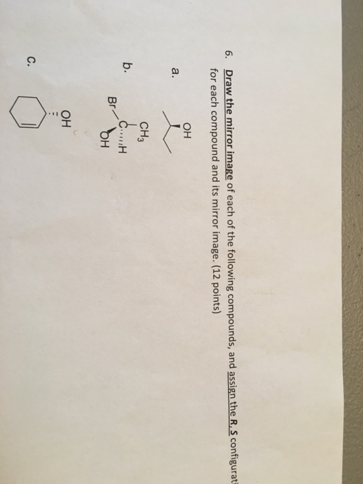 Solved Draw the mirror image of each of the following | Chegg.com