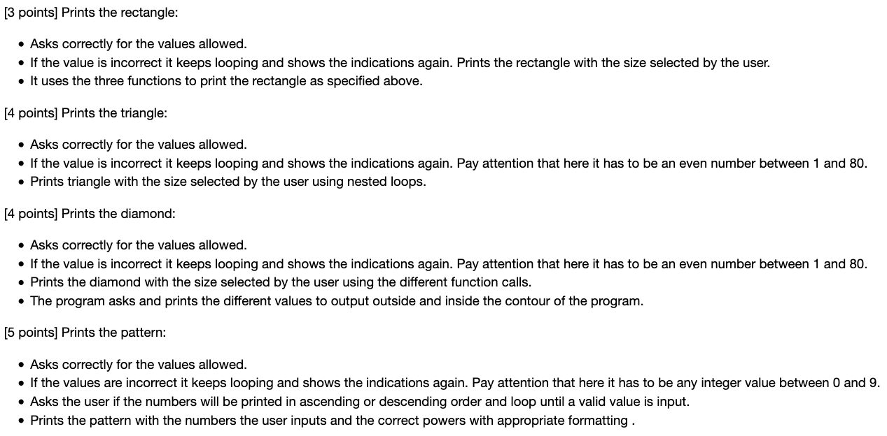 In python please Diamond Shape You should implement | Chegg.com