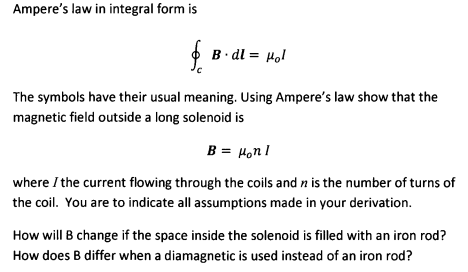 Solved Ampere's law in integral form is + B.dl = Hol The | Chegg.com