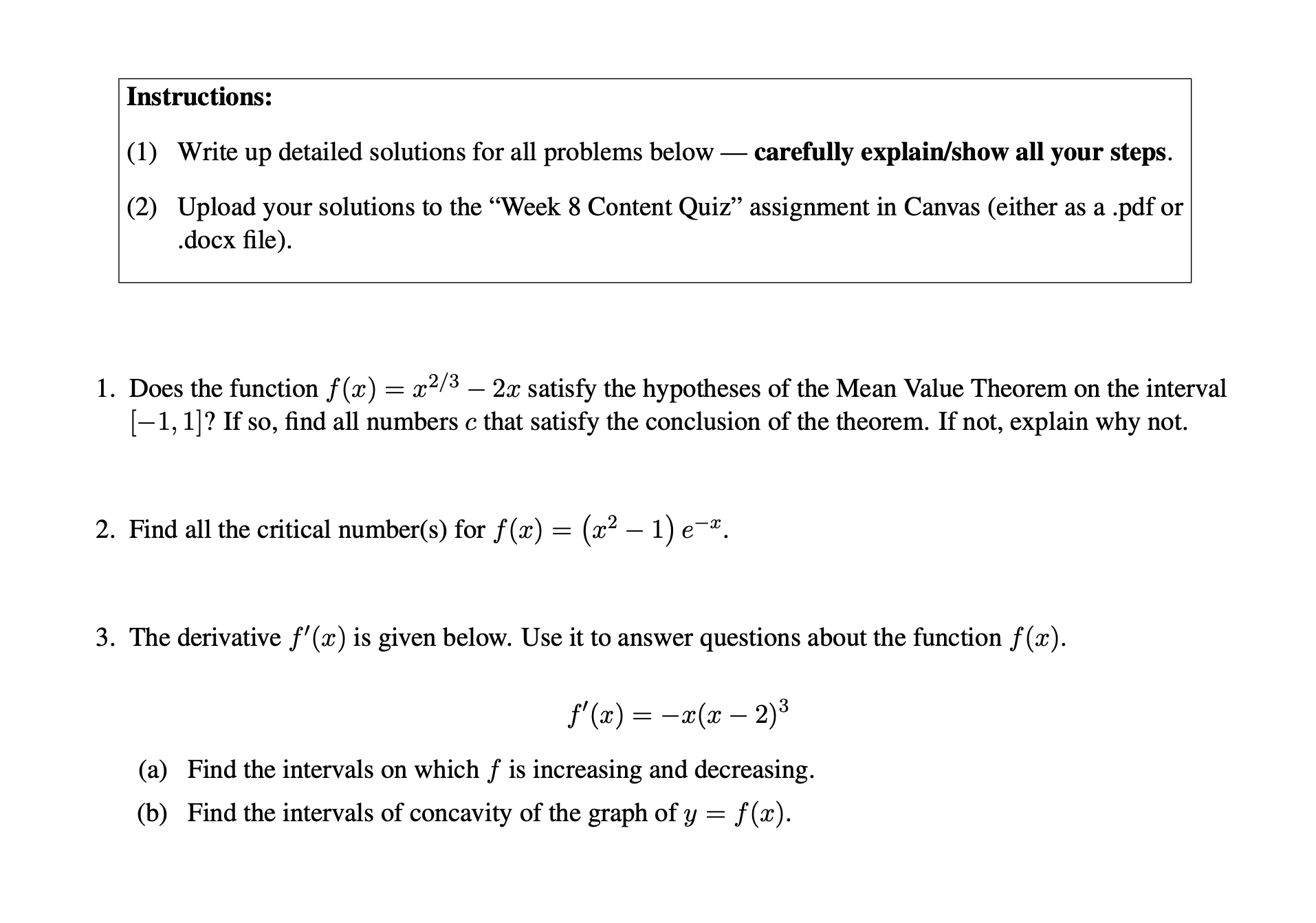 Solved Instructions: (1) Write up detailed solutions for all | Chegg.com