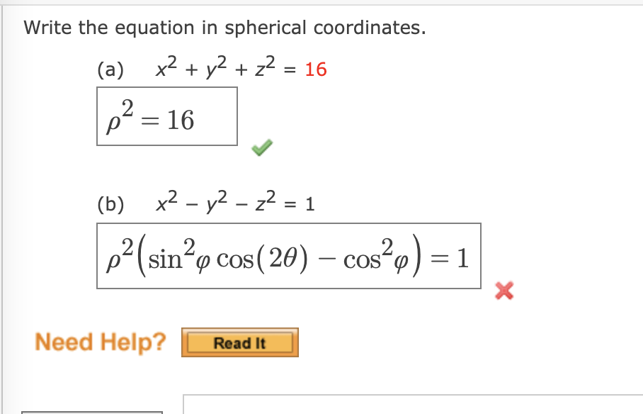 Solved Write the equation in spherical coordinates. (b) x2 − | Chegg.com