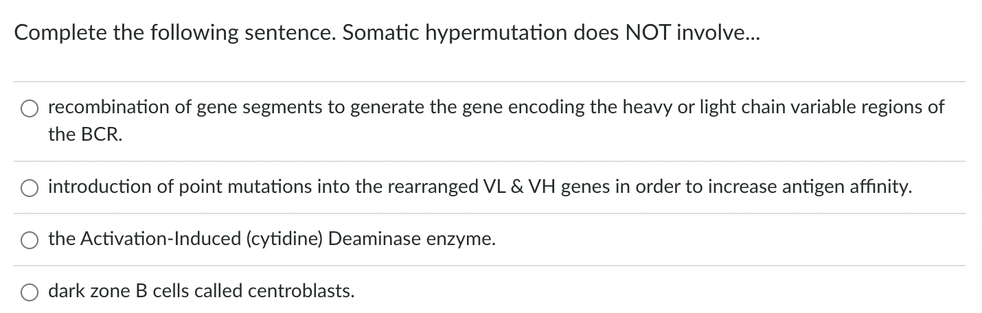 Solved Complete the following sentence. Somatic | Chegg.com