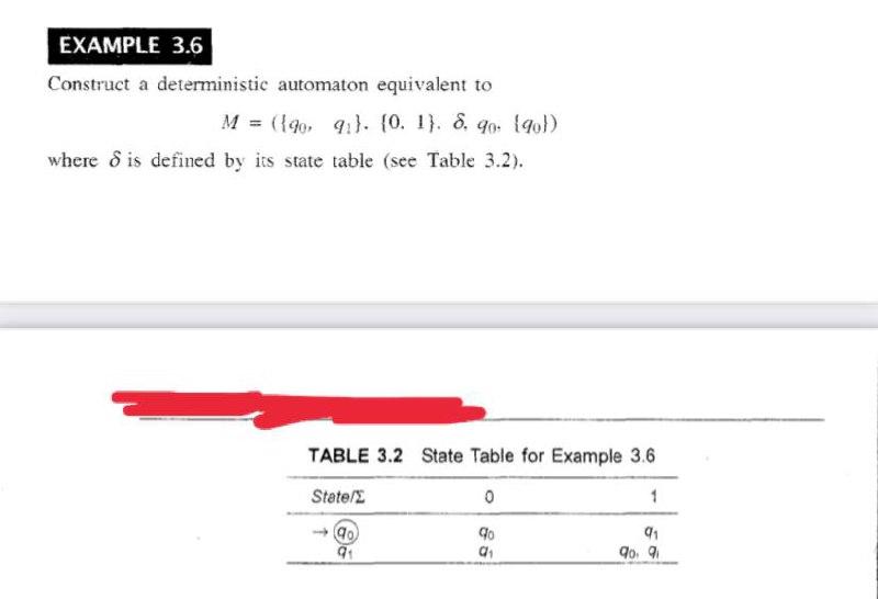 Solved EXAMPLE 3.6 Construct a deterministic automaton | Chegg.com