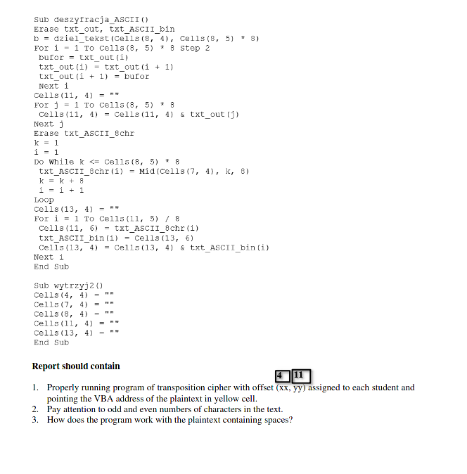 EXERCISE 3a (transposition cipher in letters mode) | Chegg.com