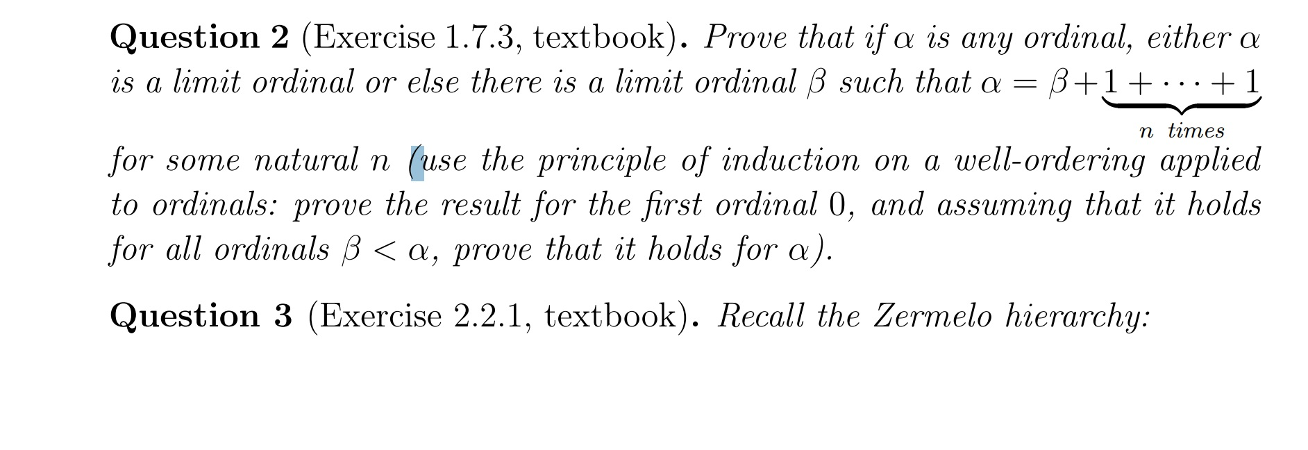 Solved Question 2 (Exercise 1.7.3, textbook). Prove that if | Chegg.com