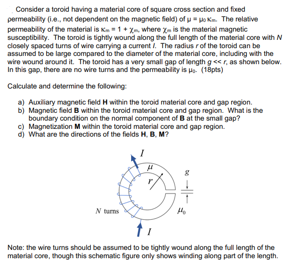 Solved Consider a toroid having a material core of square | Chegg.com