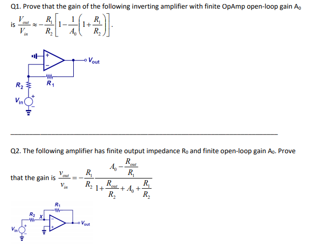 Solved Q1. Prove that the gain of the following inverting | Chegg.com