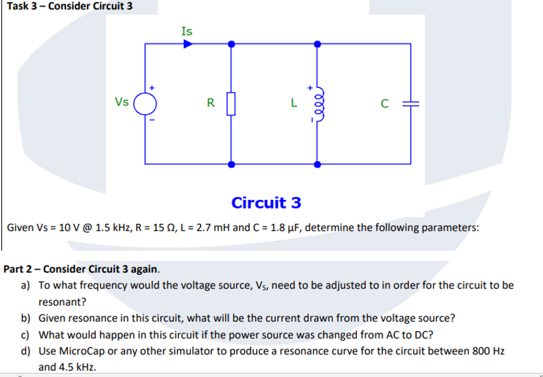 Solved Task 3 - Consider Circuit 3 Circuit 3 Given Vs = 10 | Chegg.com