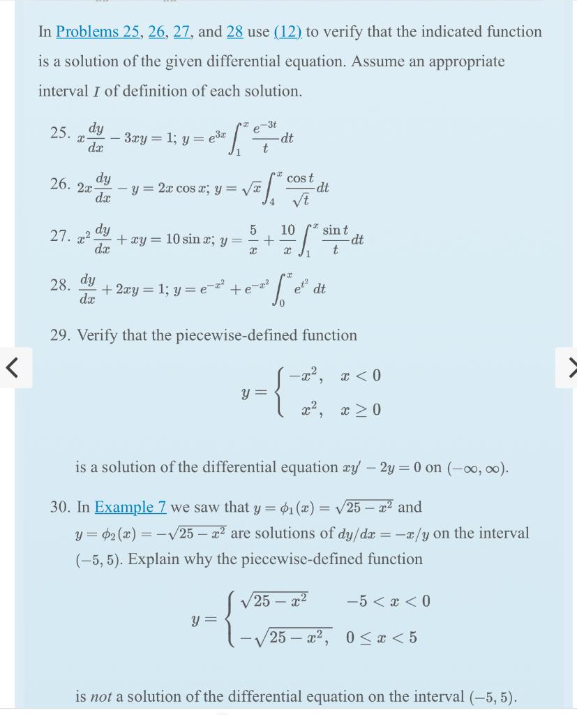 Solved In Problems 25,26,27, and 28 use (12) to verify that | Chegg.com