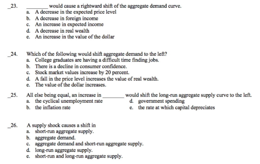 Solved 23 would cause a rightward shift of the aggregate | Chegg.com